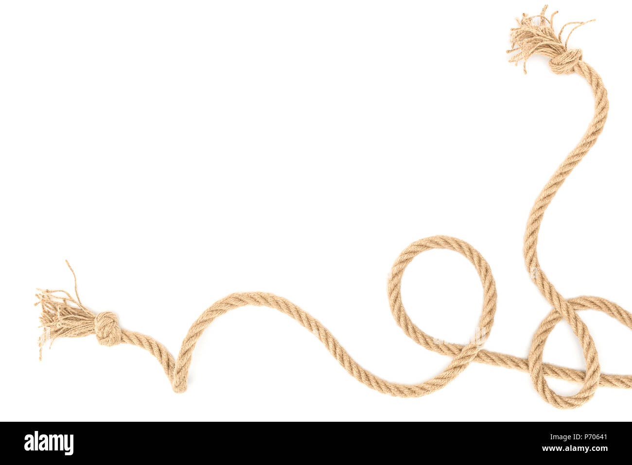 top view of nautical rope with knots isolated on white Stock Photo - Alamy