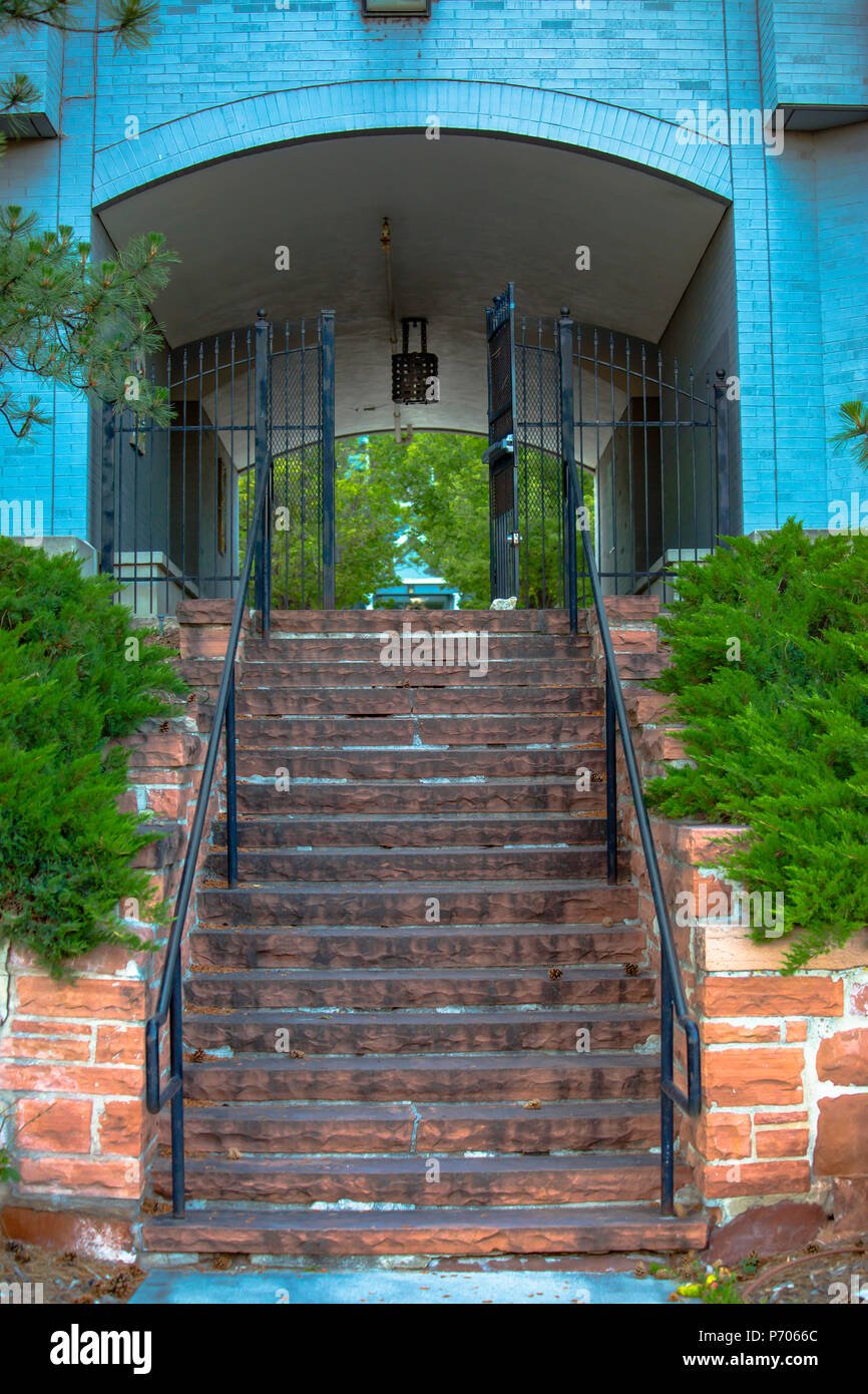Stone and brick stairs on residential building Stock Photo - Alamy