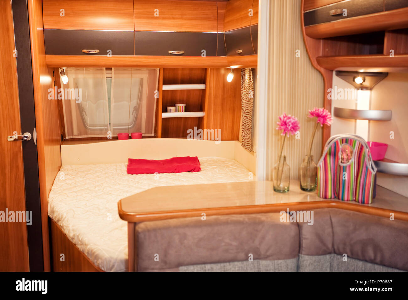 Bedroom Interior of Mobile Home Stock Photo - Alamy