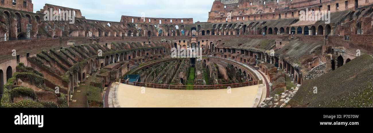 ROME, ITALY - JANUARY 08, 2015: Rome Colosseum ruins inside view. The ...