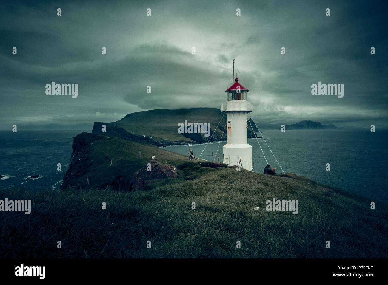 lighthouse in mykines faroe island Stock Photo - Alamy
