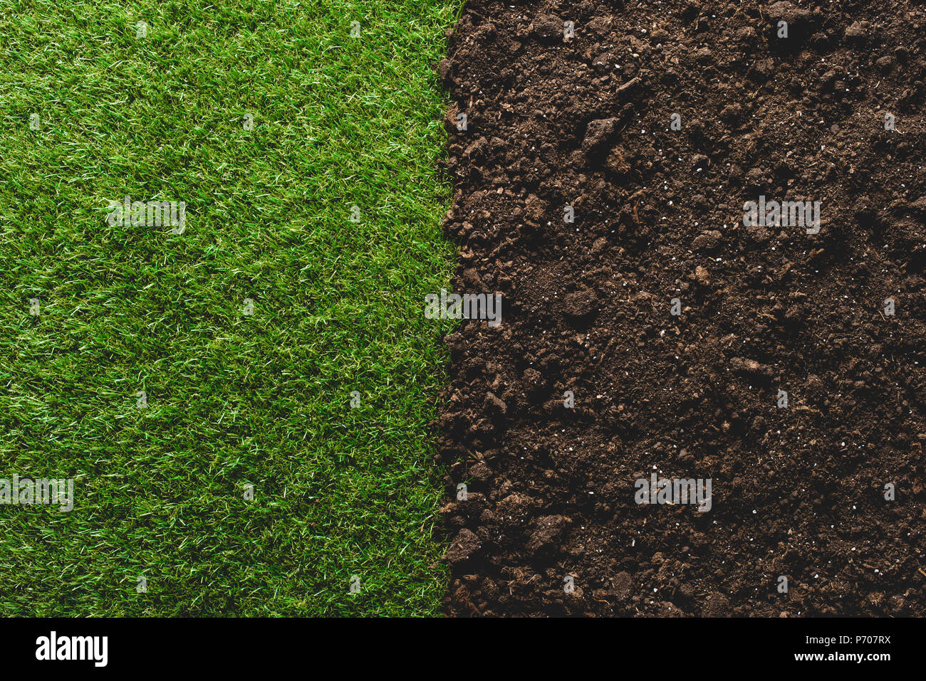 top view of green lawn and soil background Stock Photo - Alamy