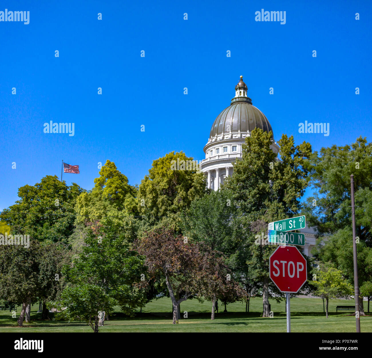 Utah State Capital building shown with foliage Stock Photo - Alamy