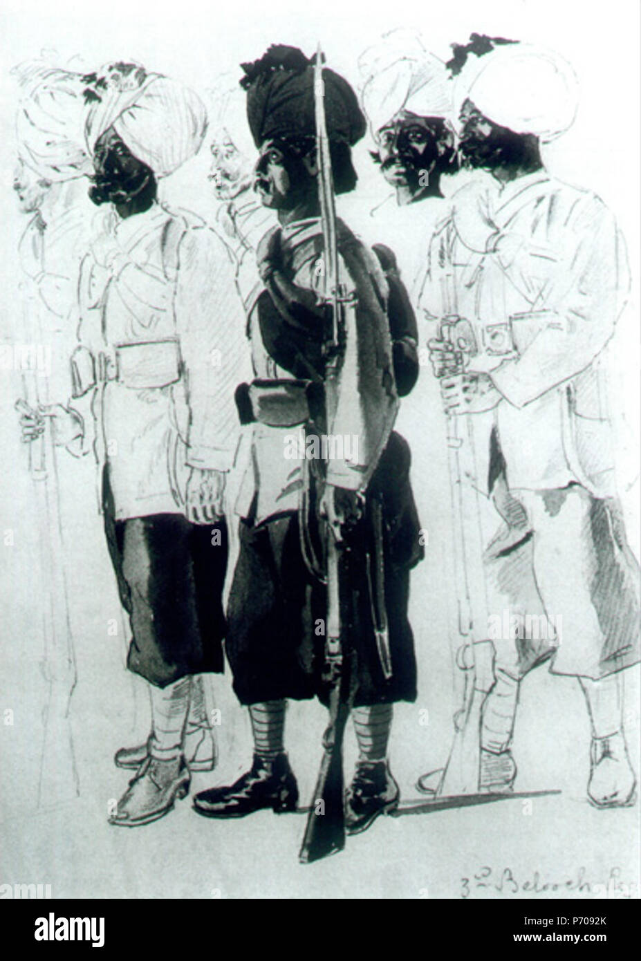 English: 30th Regiment (3rd Belooch Battalion) Bombay Infantry (now 12 ...