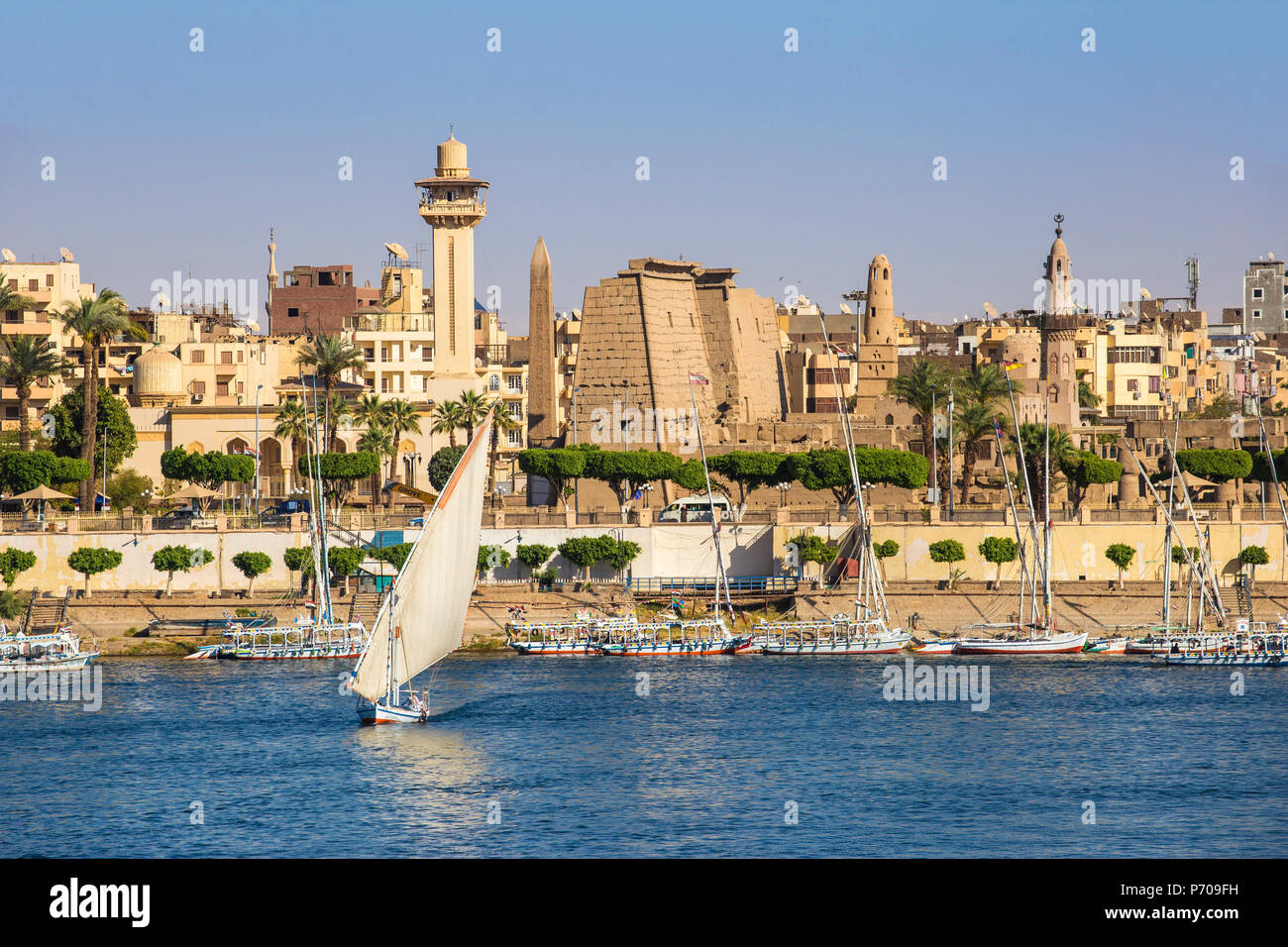 Egypt, Luxor, View of River Nile and Luxor temple Stock Photo - Alamy