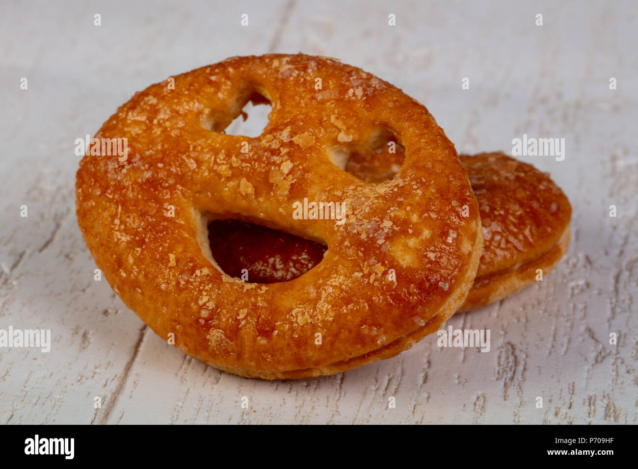Tasty baked puff pastry pretzels Stock Photo - Alamy