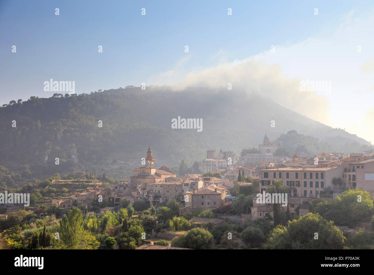 Spain, Balearic Islands, Mallorca, Valldemossa Mountain Village Stock ...