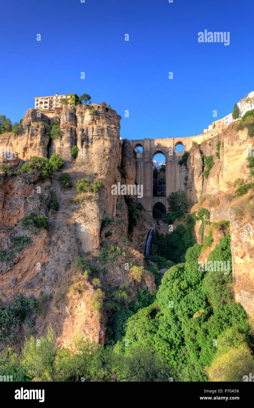 Spain, Andalucia, Ronda, Ronda Village and Ponte Nuovo Bridge Stock ...