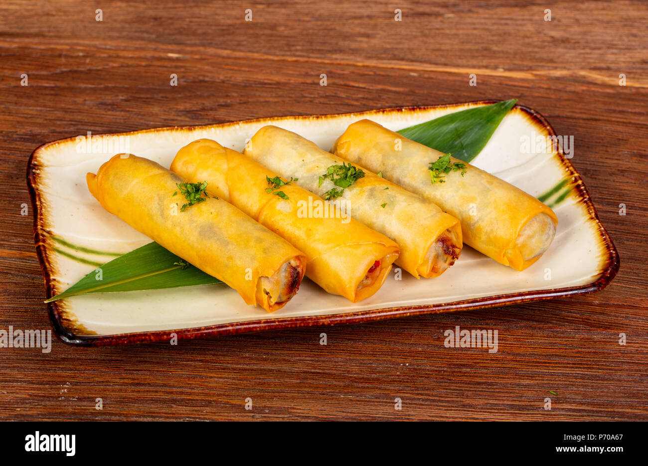 Asian spring roll with seafood Stock Photo - Alamy