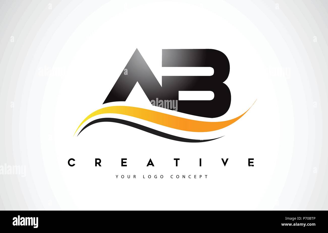 AB A B Swoosh Letter Logo Design with Modern Yellow Swoosh Curved Lines ...