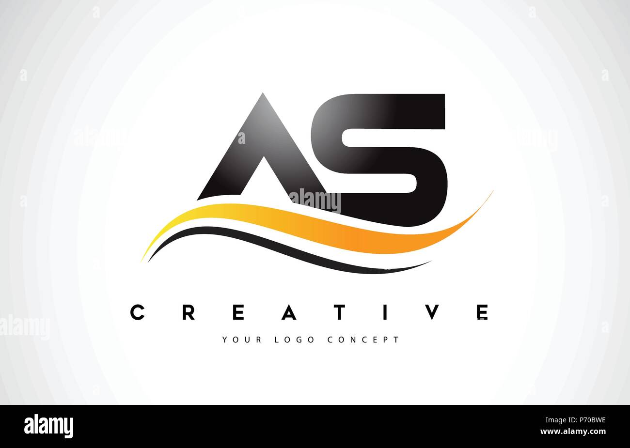 AS A S Swoosh Letter Logo Design with Modern Yellow Swoosh Curved Lines ...