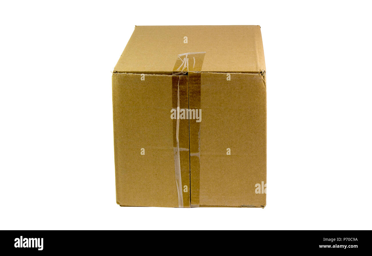 Cardboard box front side with isolated on white Stock Photo - Alamy
