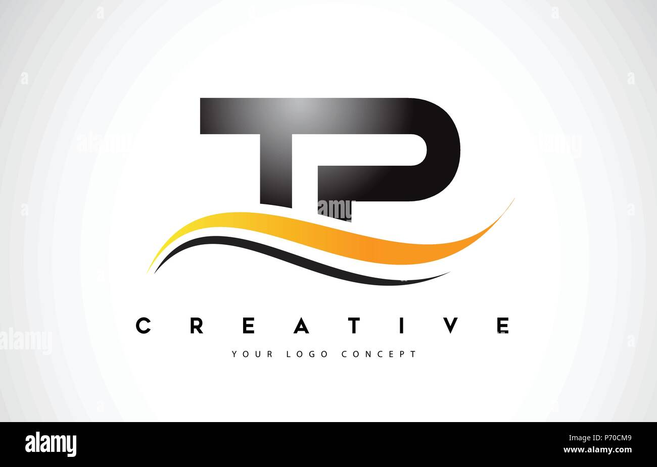 TP T P Swoosh Letter Logo Design with Modern Yellow Swoosh Curved Lines ...