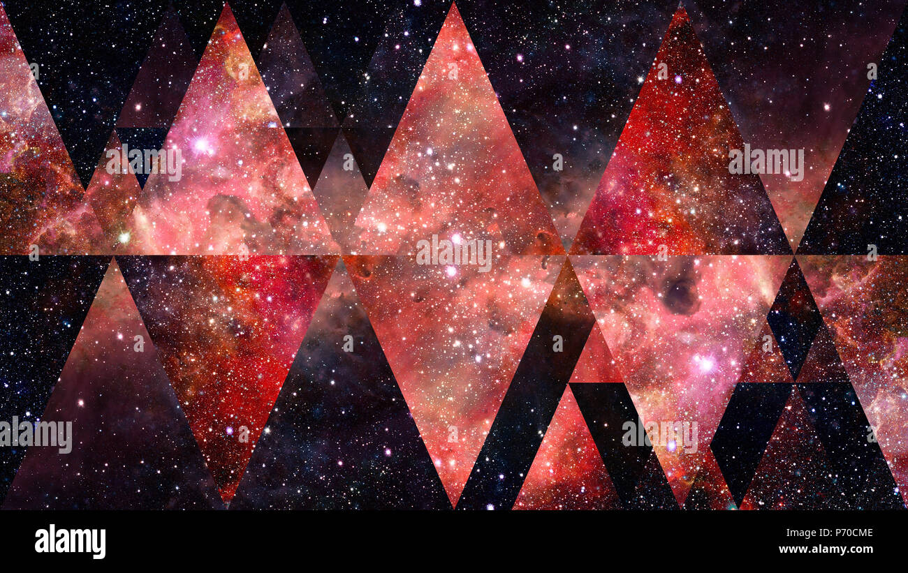 Universe, nebula, galaxy and the sacred geometry collage. Abstract ...