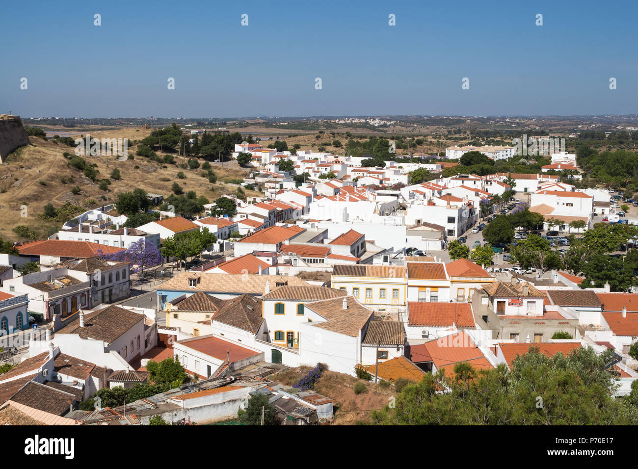 Houses of Castro Marim and a view on the country surrounding the city ...