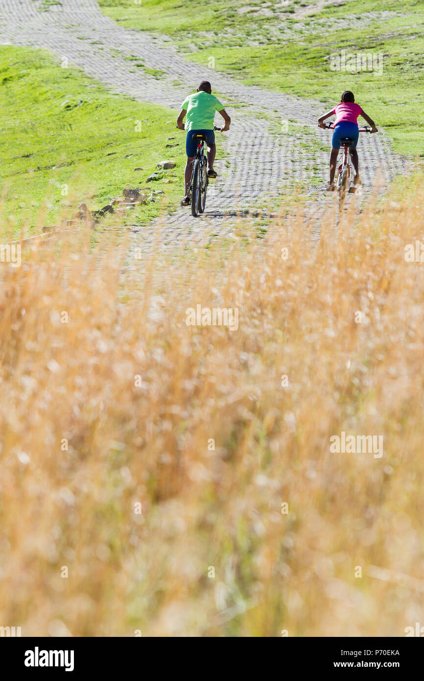 African Children riding bikes in a rural village in South Africa Stock ...
