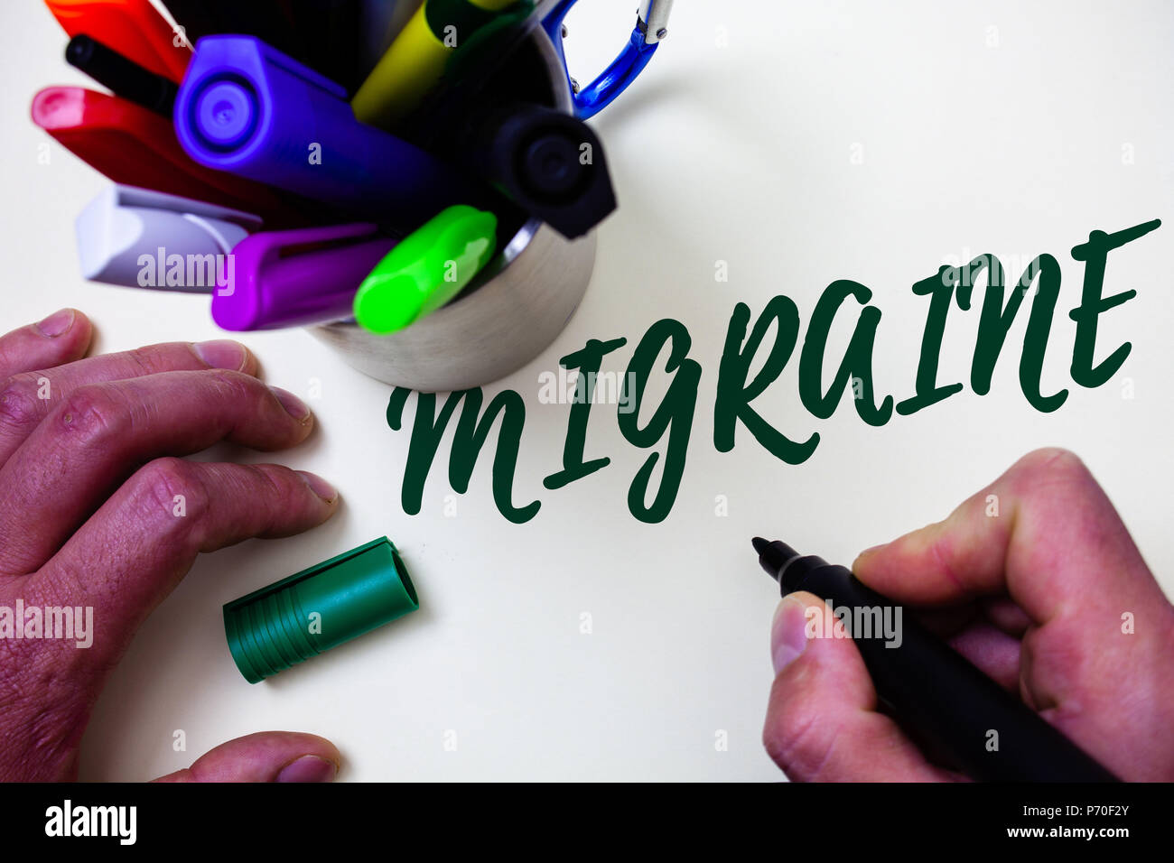 Word writing text Migraine. Business concept for Recurrent headache in ...