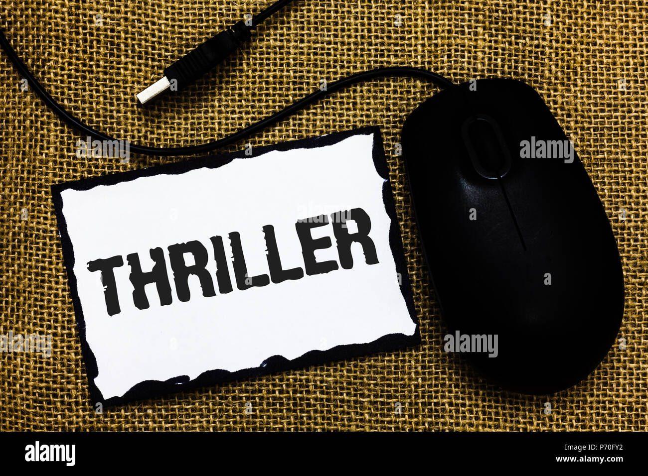 Handwriting text Thriller. Concept meaning Chilling frightful moments ...