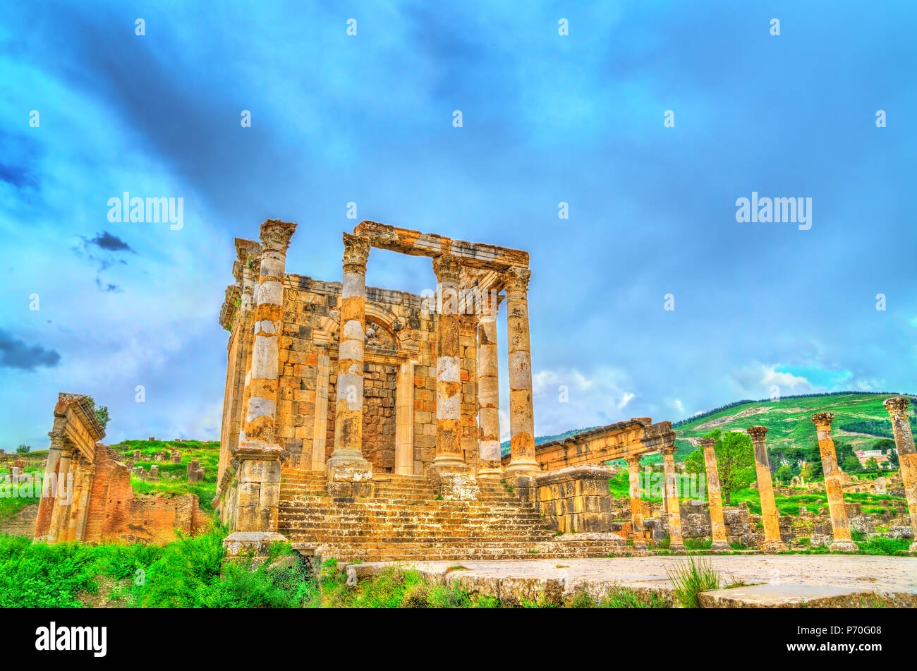 Temple of Gens Septimia at Djemila in Algeria Stock Photo - Alamy