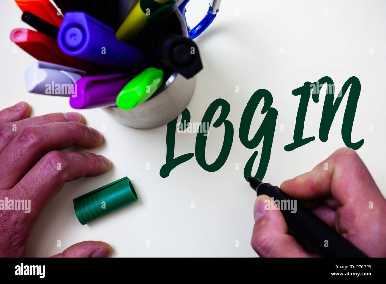 Word writing text Login. Business concept for Act of entering into a ...