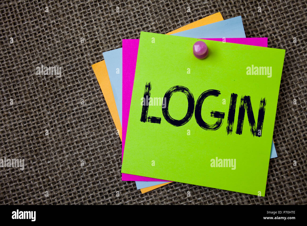 Handwriting text writing Login. Concept meaning Act of entering into a ...