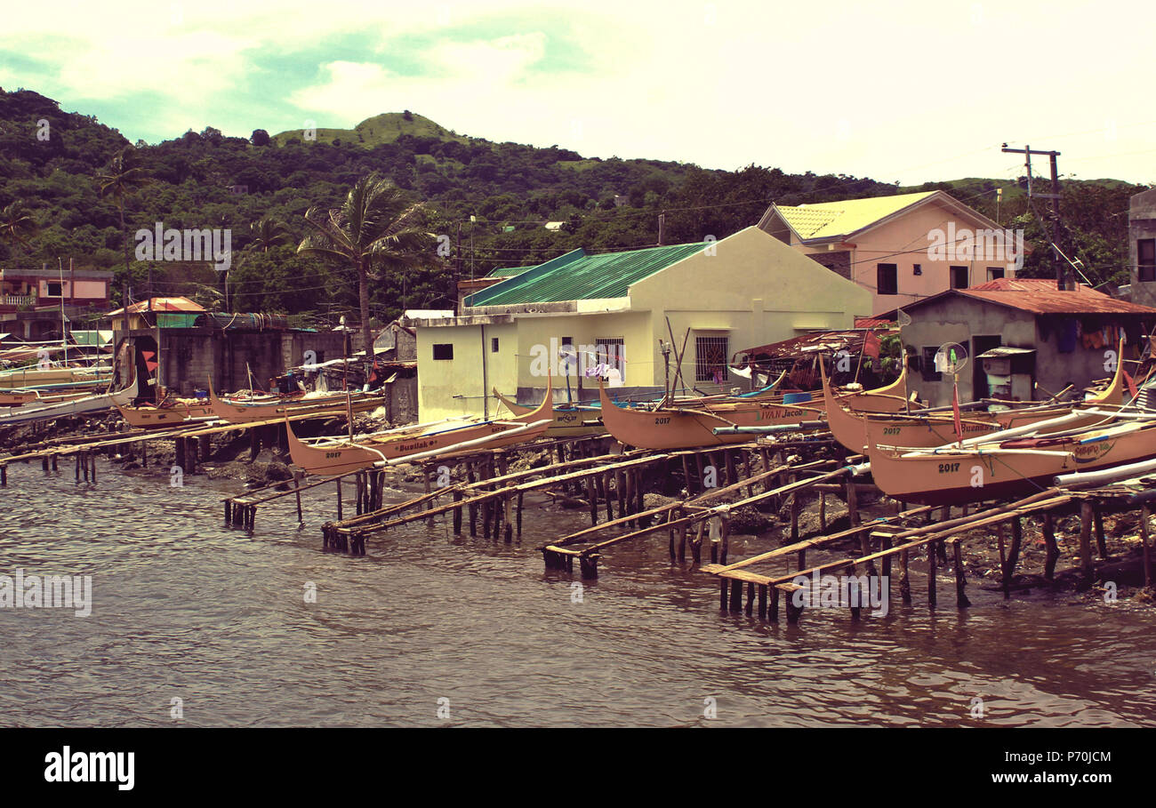 A Boat Dock At Countryside, Rural harbor, Village Besides the Sea ...