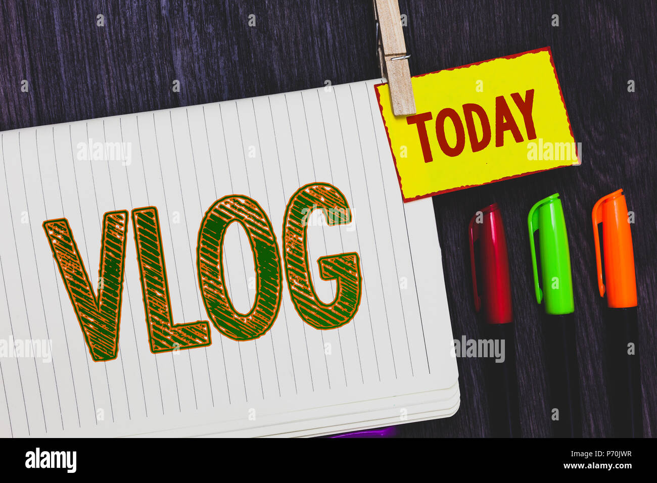 Handwriting text writing Vlog. Concept meaning Entertaining multimedia ...