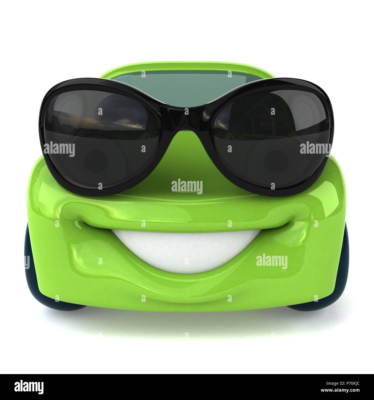 Green car - 3D Illustration Stock Photo - Alamy