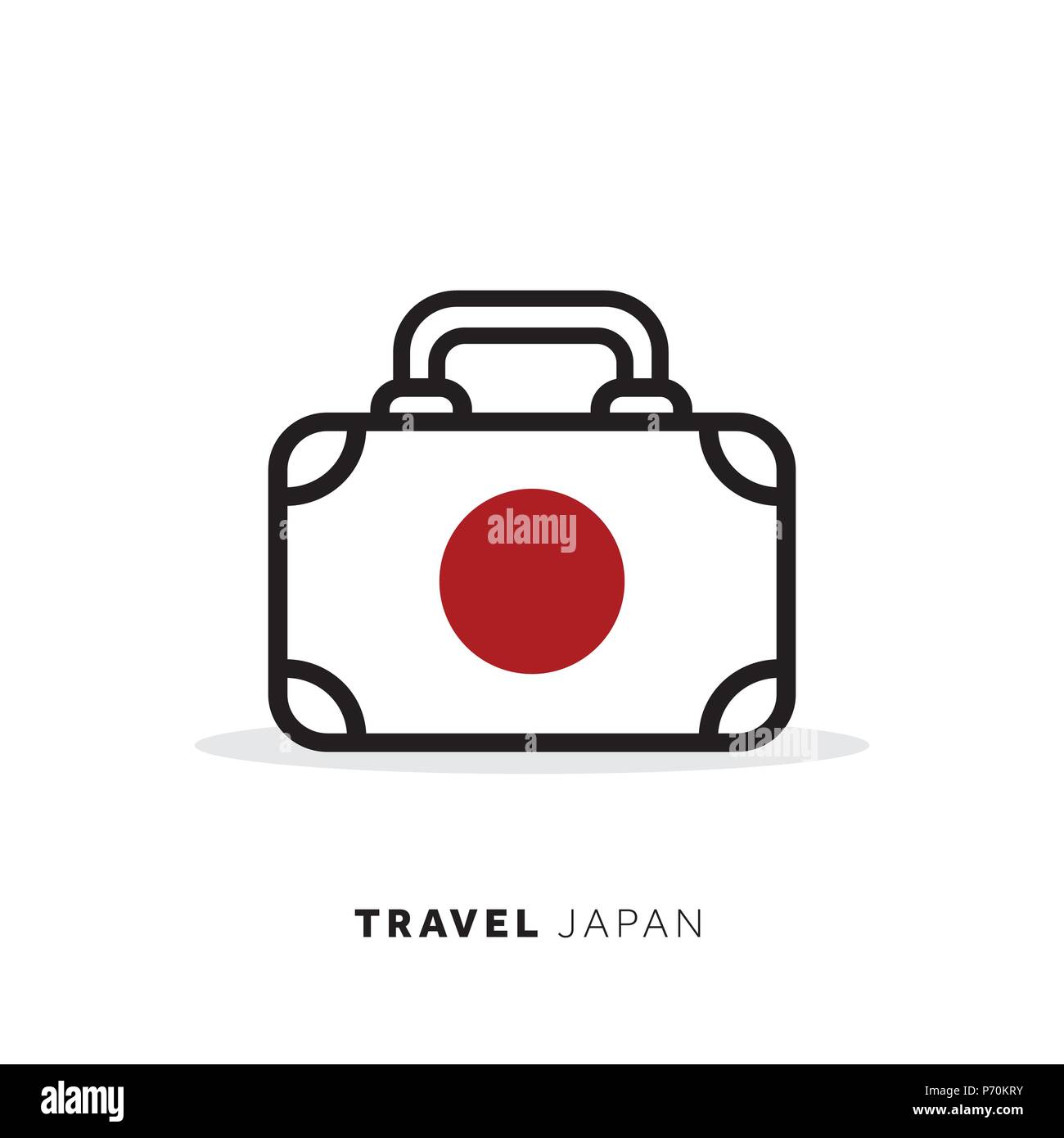 Japan travel concept. Suitcase vector icon with national country flag ...