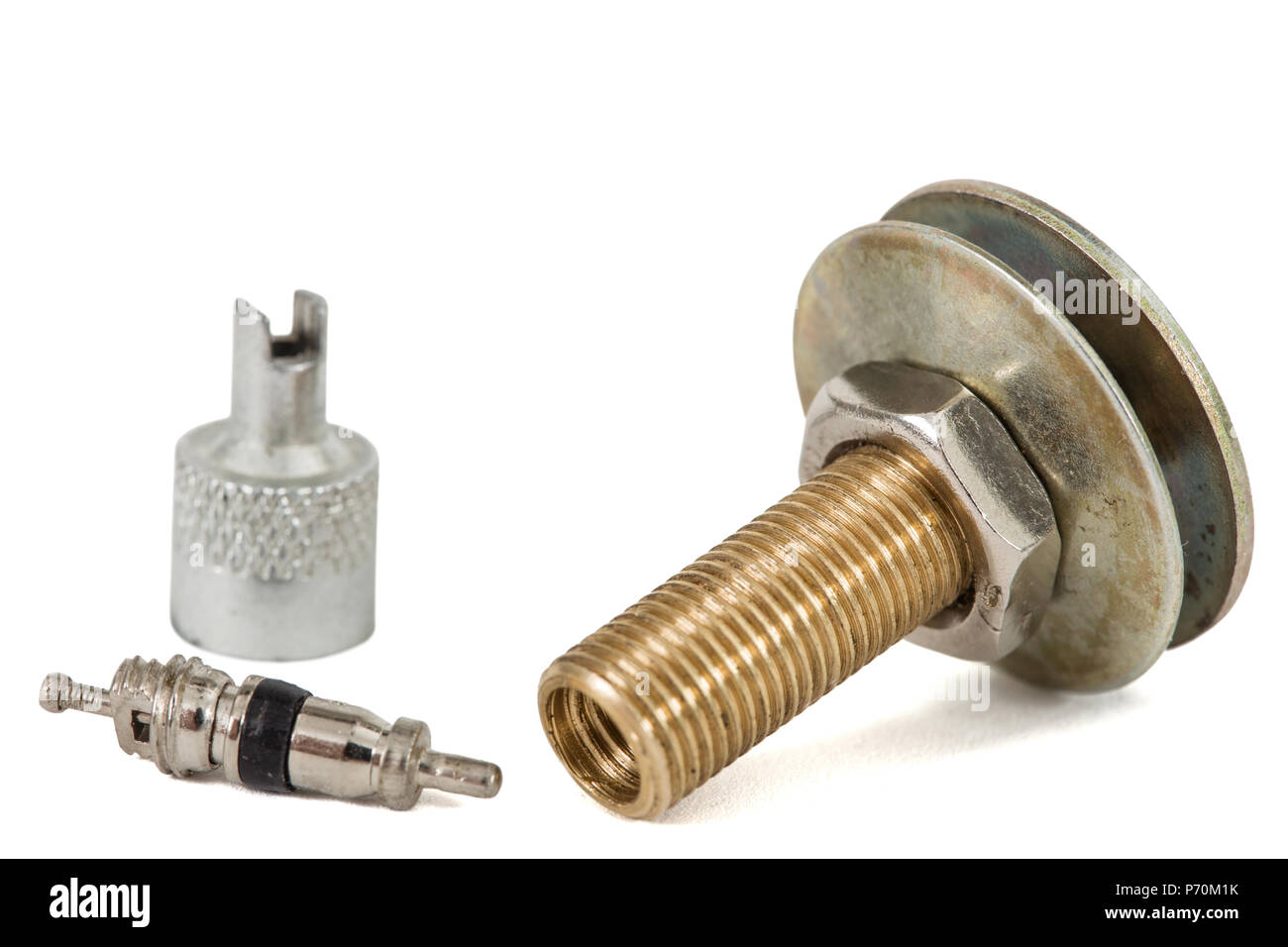 Car valve, isolated on white background Stock Photo - Alamy