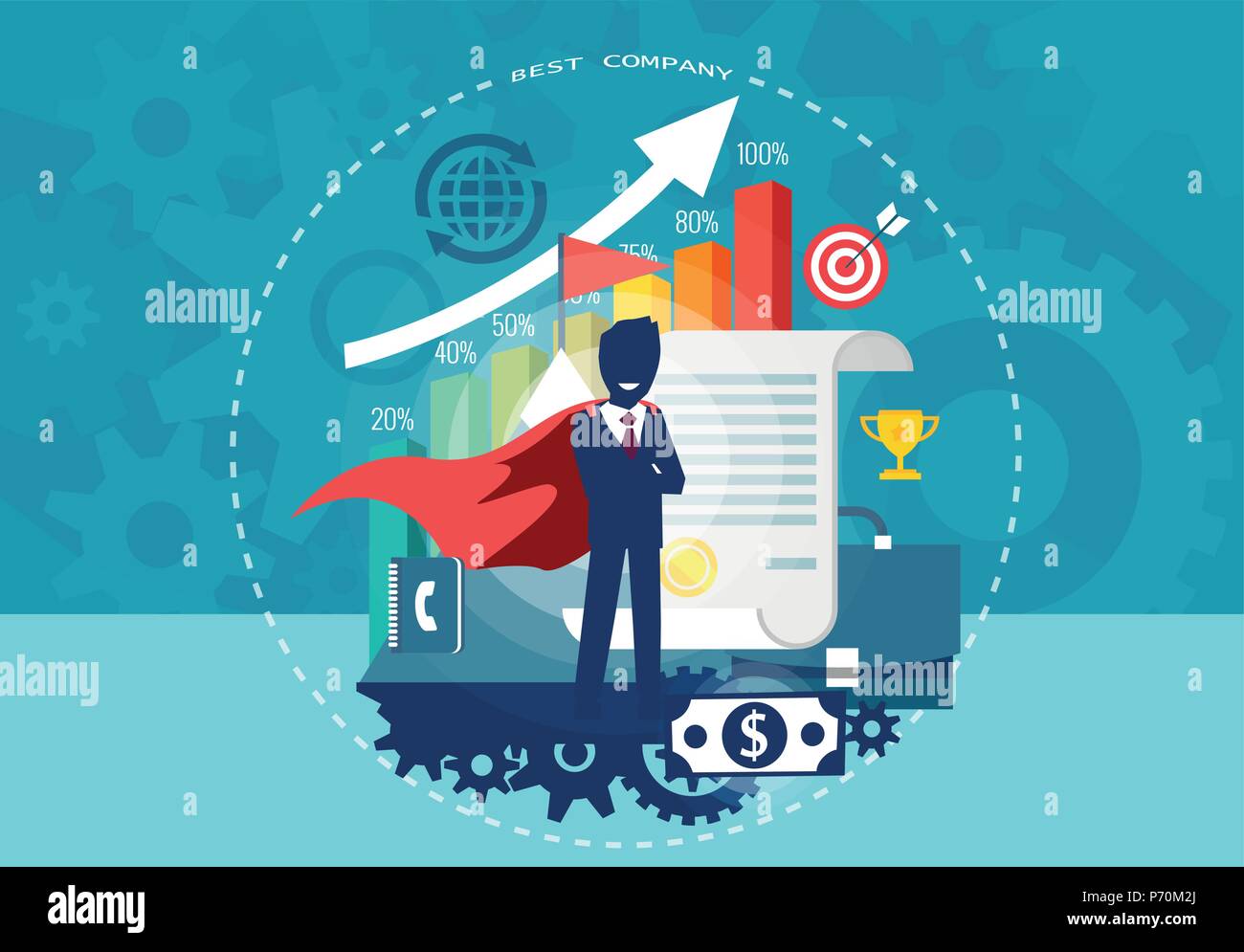 Character cartoon of super hero businessman with successful financial ...