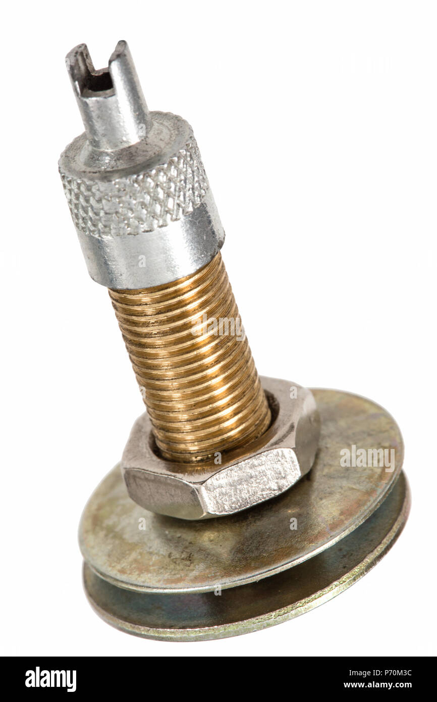 Car valve, isolated on white background Stock Photo - Alamy