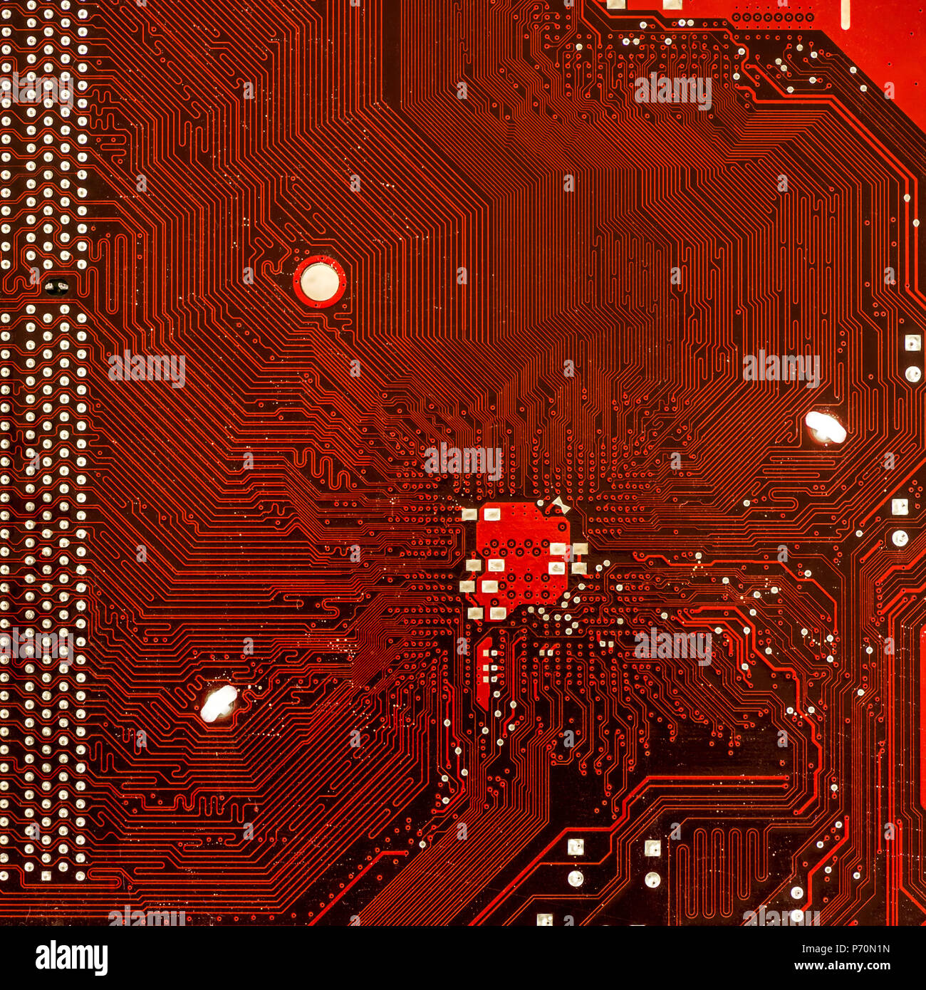 System board close-up view with electronic details and components Stock ...