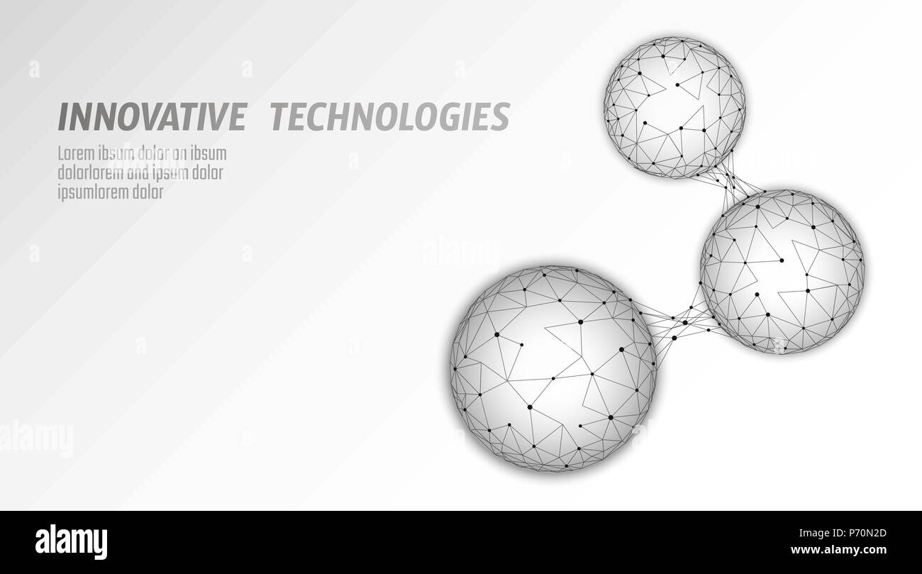 Abstract low poly biological connected cell. Connection world ...