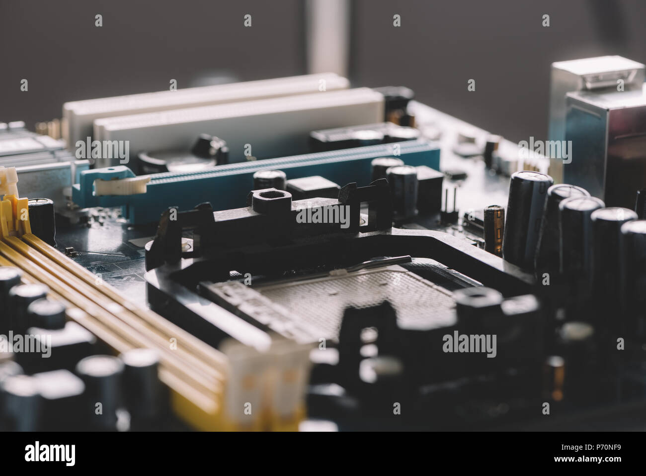 Typical desktop computer system board close-up view Stock Photo - Alamy