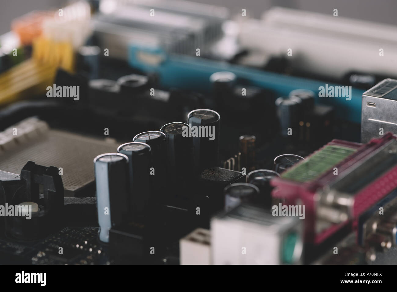 Closeup view of electronic circuit logic board Stock Photo - Alamy