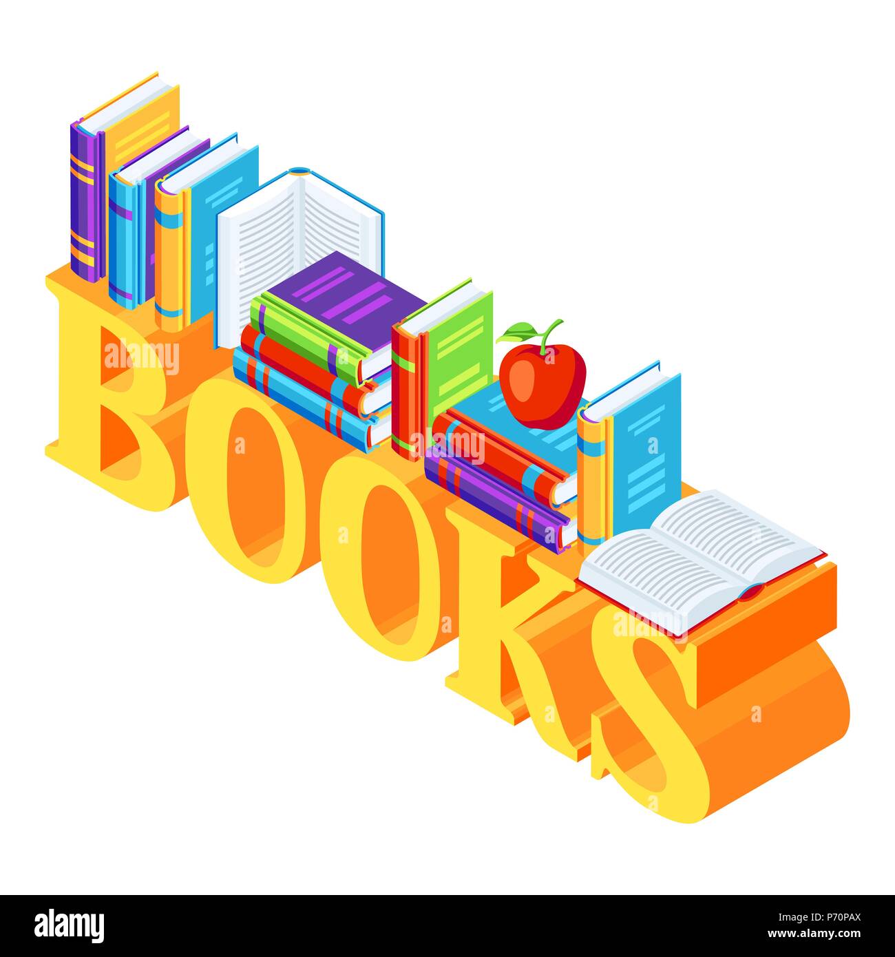 Isometric word with books Stock Vector Image & Art - Alamy