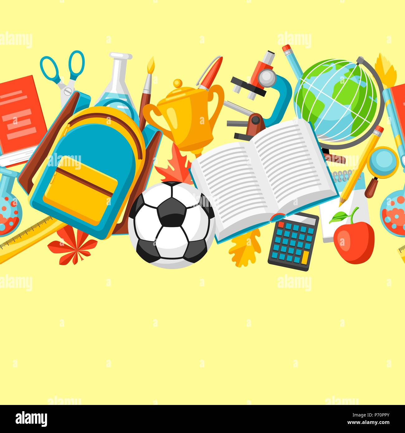 School items seamless pattern Stock Vector Images - Alamy