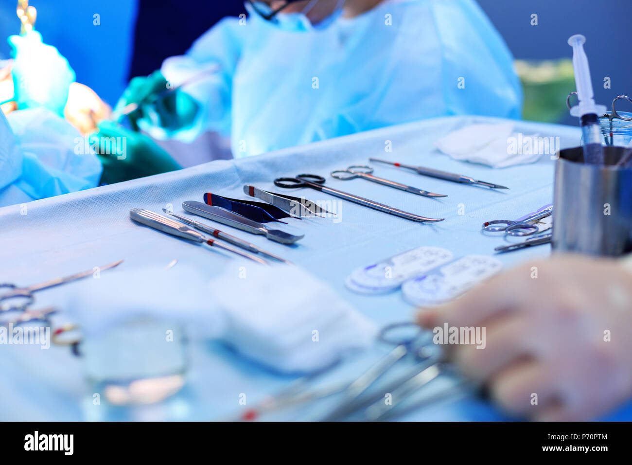 Surgical instruments on the table prepared for surgery Stock Photo - Alamy