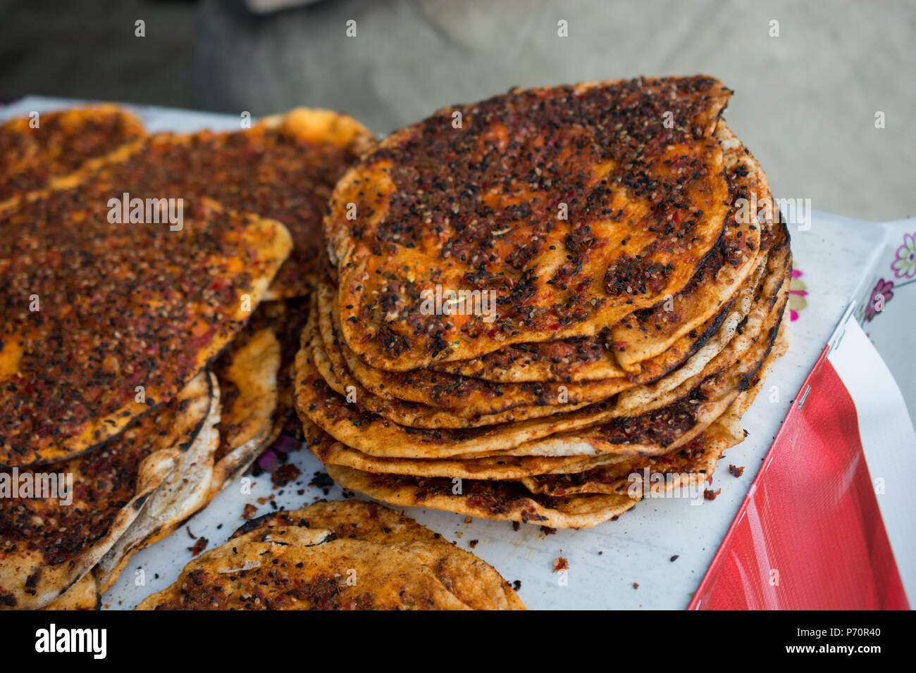 Home making of traditional turkish gozleme pancake Stock Photo - Alamy