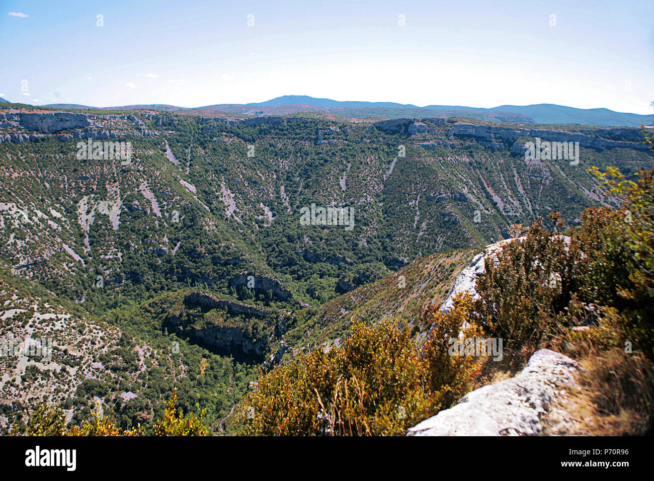 Looking down into the Gorges de la Vis at the Cirque de Navacelles ...