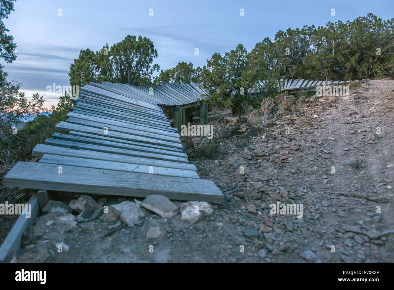 Wooden berm in landscape view in the hills Stock Photo - Alamy