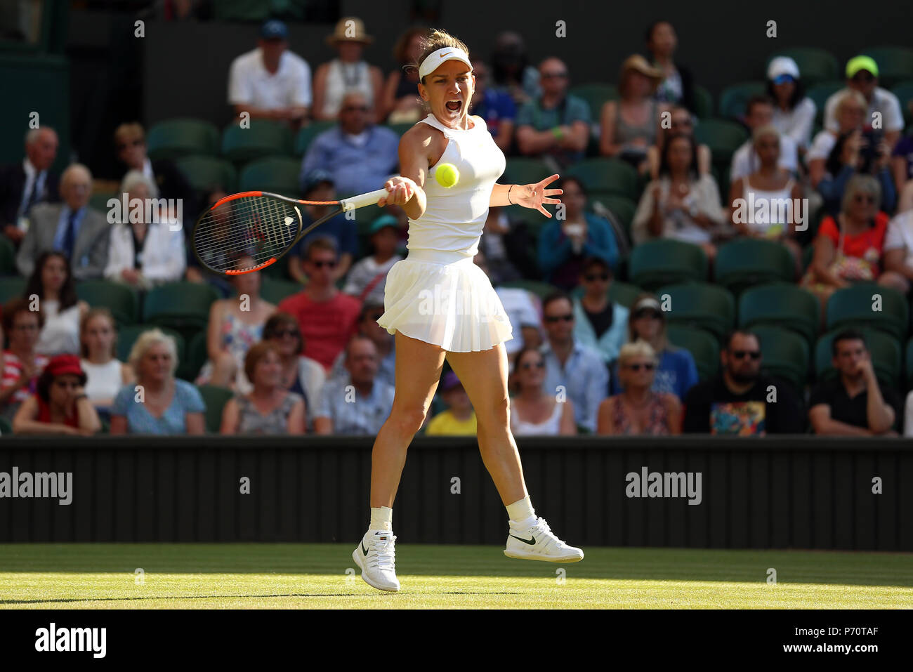 Simona Halep during her match against Kurumi Nara on day two of the ...
