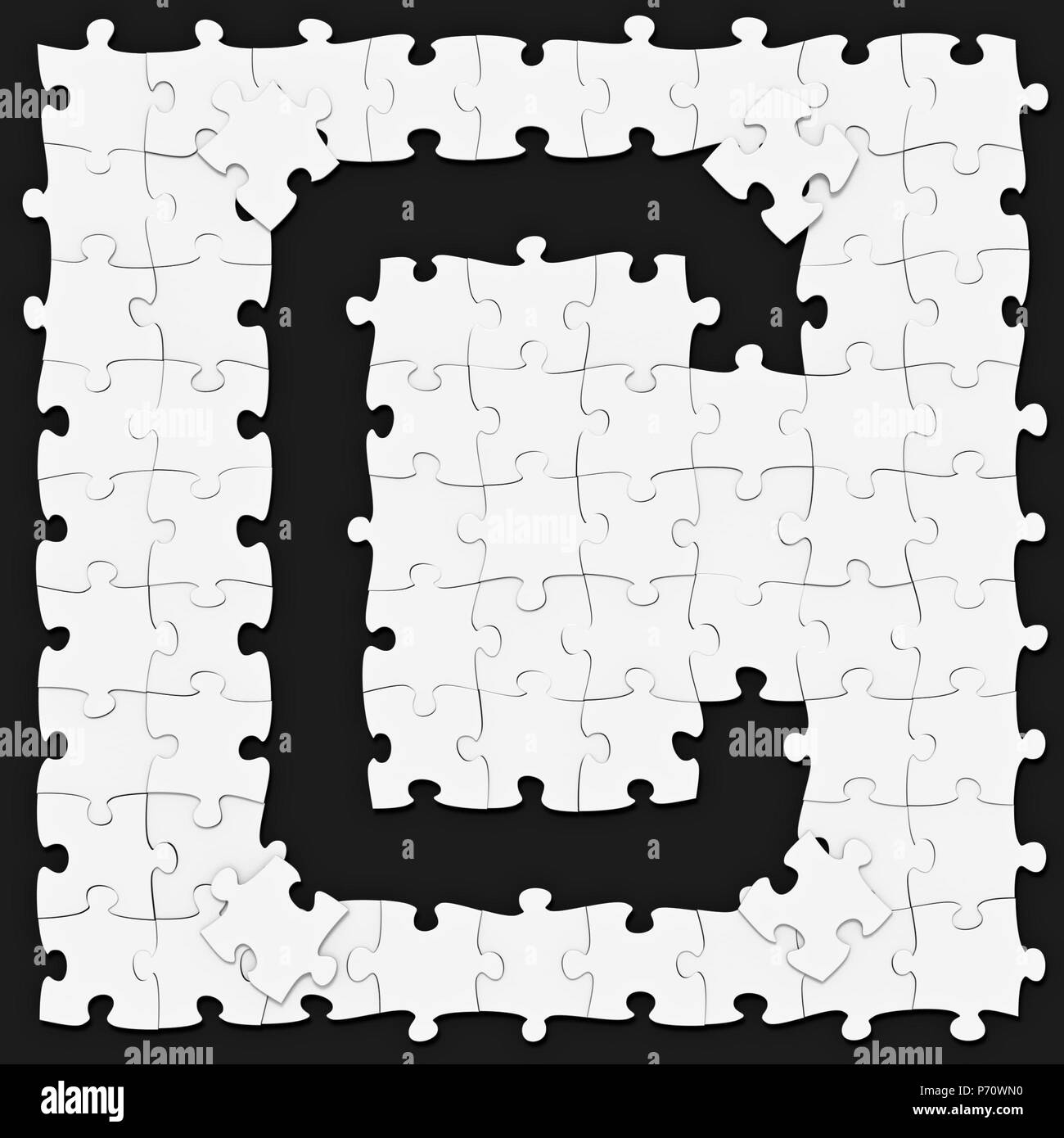 Jigsaw puzzles assembled capital letter C on dark background, puzzle ...