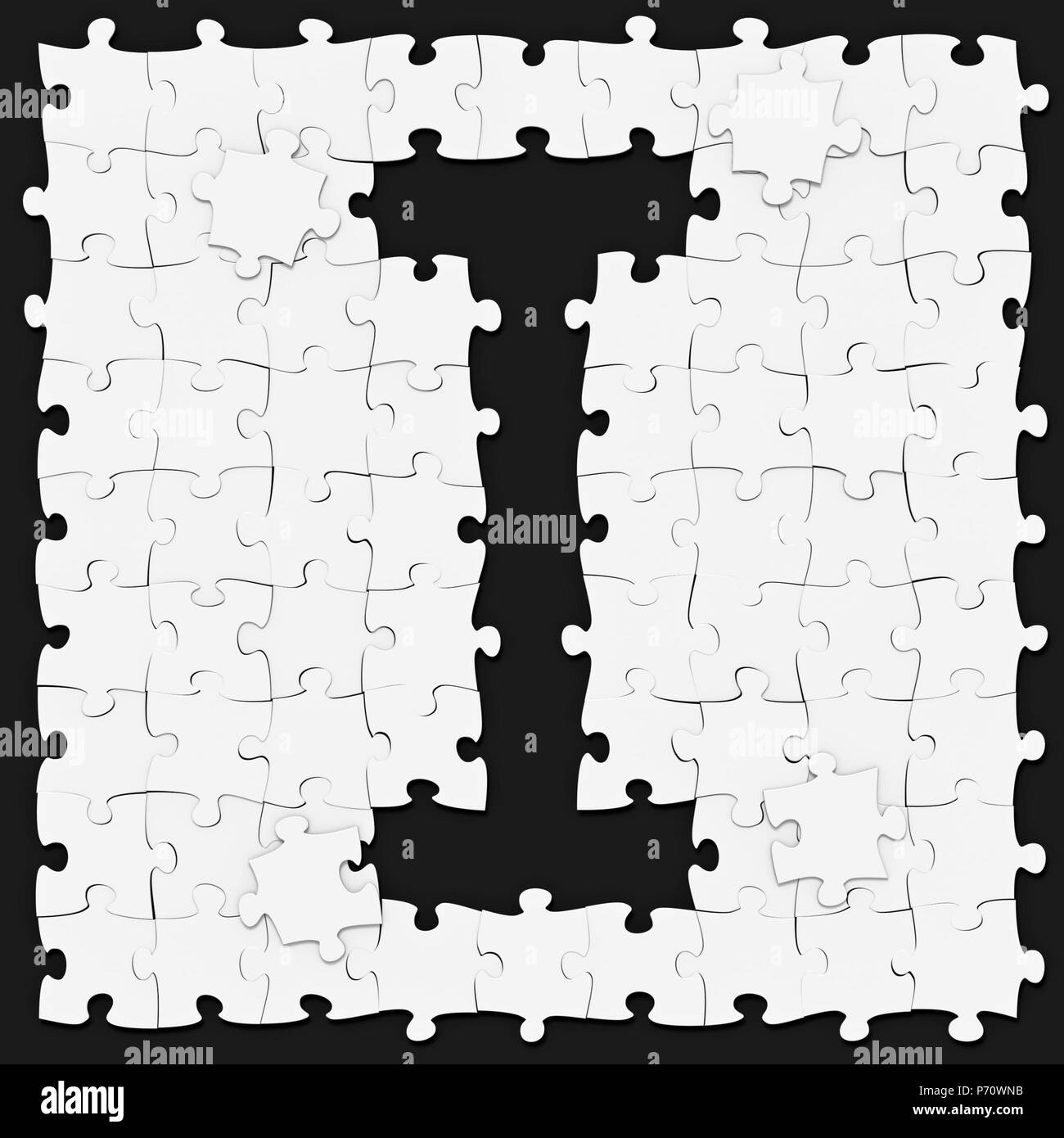 Jigsaw puzzles assembled capital letter I on dark background, puzzle ...
