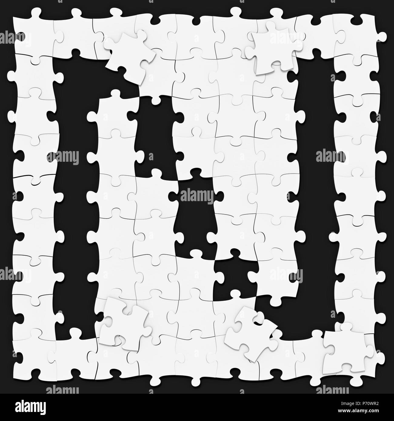 Jigsaw puzzles assembled capital letter N on dark background, puzzle ...