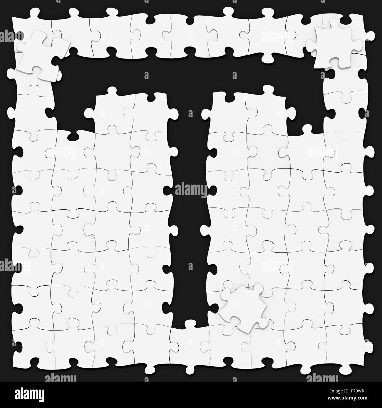 Jigsaw puzzles assembled capital letter T on dark background, puzzle ...