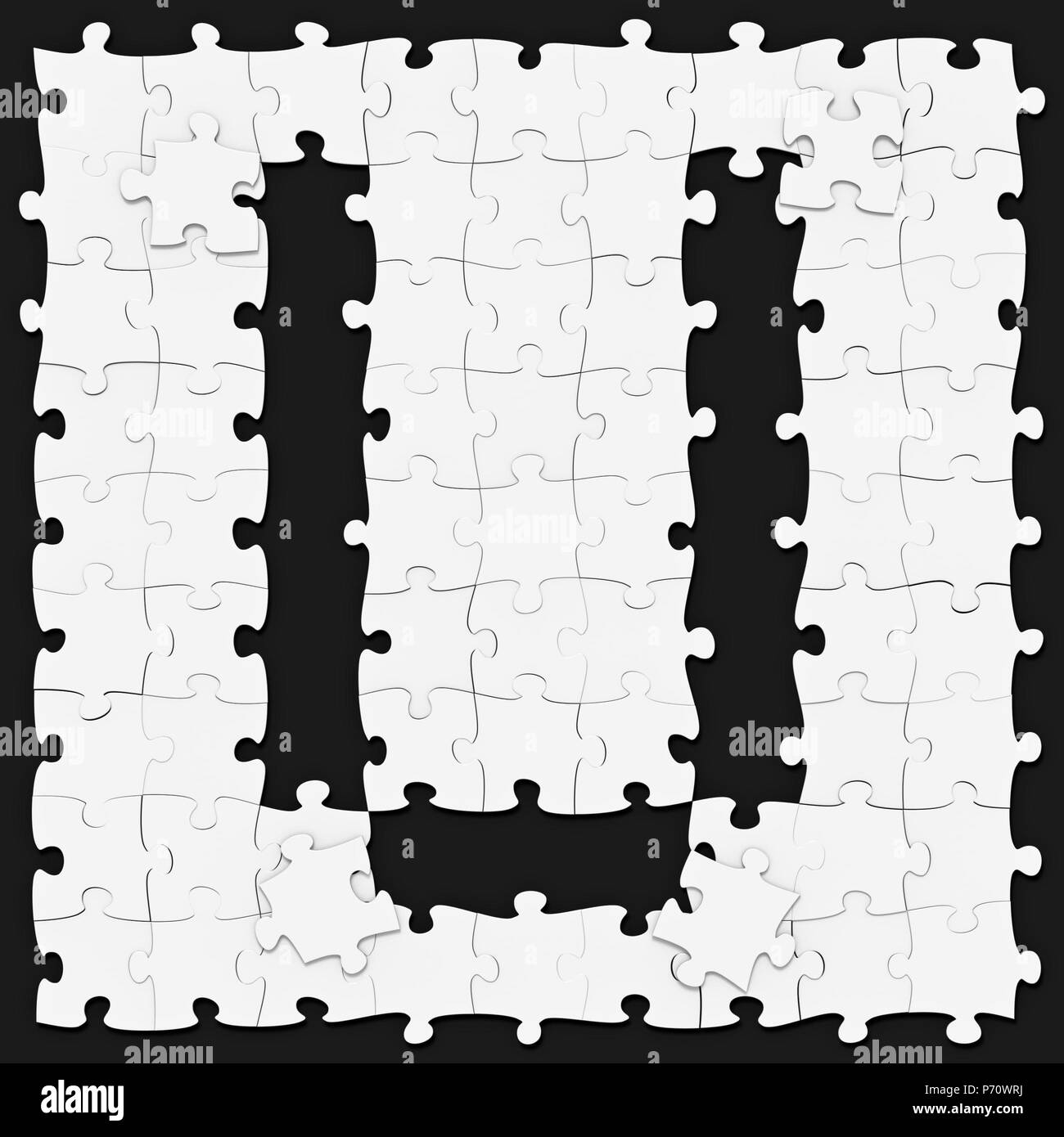 Jigsaw puzzles assembled capital letter U on dark background, puzzle ...