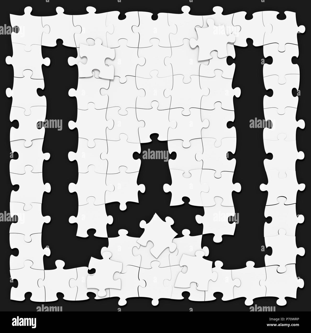 Jigsaw puzzles assembled capital letter W on dark background, puzzle ...