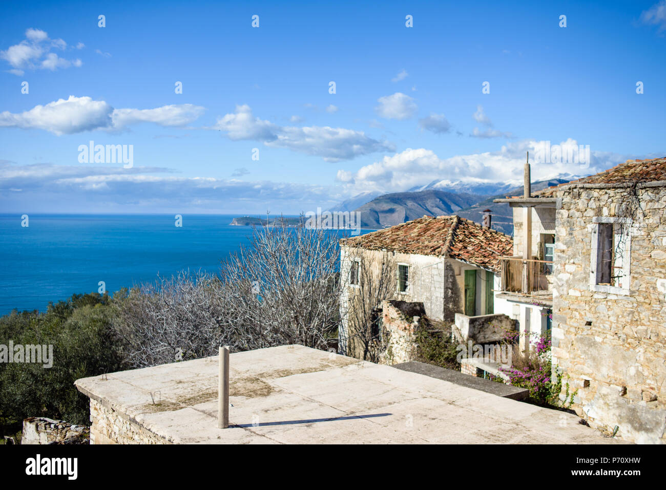 Piqeras village, Saranda district, Albania Stock Photo - Alamy
